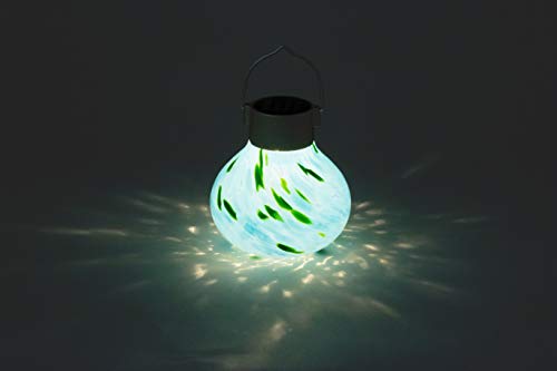 Allsop Home and Garden Solar Tea Lantern, Handblown Glass with Solar Panel and LED Light, Weather-Resistant for Outdoor Deck, Patio, Garden, Wedding, Mint, 1-Count