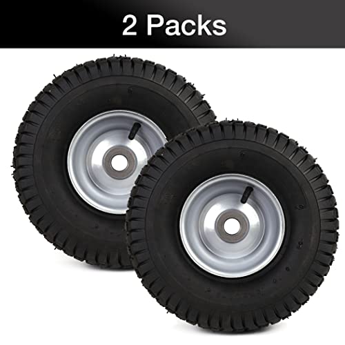 (2 Pack) 15 x 6.00-6 Tire and Wheel Set - for Lawn Tractors with 3β Centered Hub and 3/4" Sintered iron bushings