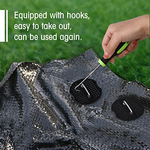 60Pcs Heavy Duty Galvanized Garden Staple U-Shaped Pins+10Pcs Gasket+2 Hooks,6 Inch Reusable Sod Fence Staples Garden Stakes Staples for Anchoring Tents,Ground Covers,Pet Cages and,etc.