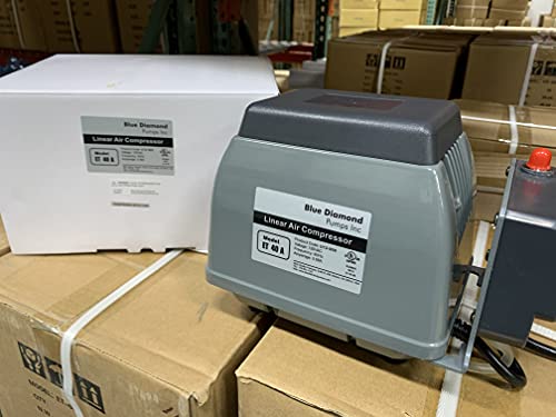 Blue Diamond Pumps ET40A Septic Pond Linear Diaphragm Air Pump, Built in Alarm Detects Low Pressure in The Airline Which Triggers an Integrated High Sounding Buzzer and Bright LED Warning Light