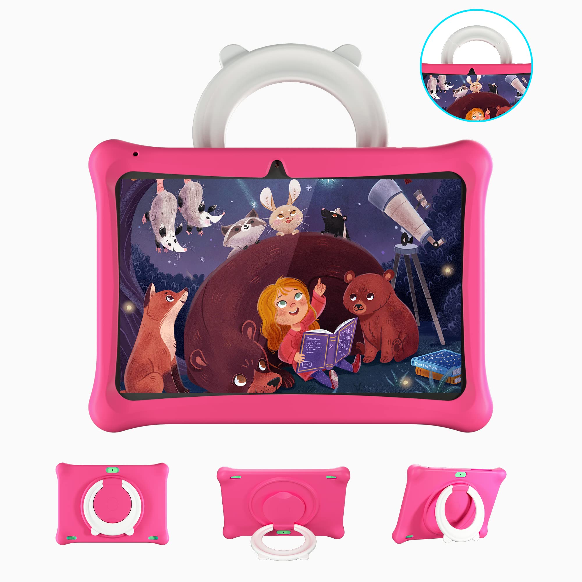 SGIN Tablet for Kids 2GB RAM 64GB ROM, 10 Inch Kids Tablet Android 12 with Case with Parental Control APP, Dual Camera, WiFi, Educational Games,iWawa Pre Installed (Pink)