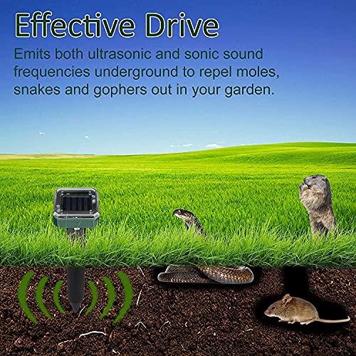 Ultrasonic Mole Repellent, 8 Pack Outdoor Gopher Repellent Solar Powered for Snake, Vole, Groundhog, Waterproof Animal Deterrent Device for Garden and Yard