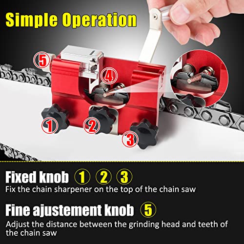 Chain Saw Blade Sharpener Kit - Fast Chainsaw Chain Sharpener with Pawl 3, Hand-Cranked Chain Saw Sharpener Tool Kits for 14"-22" Chain Saws, Electric Saws, Lumberjack, Garden Worker