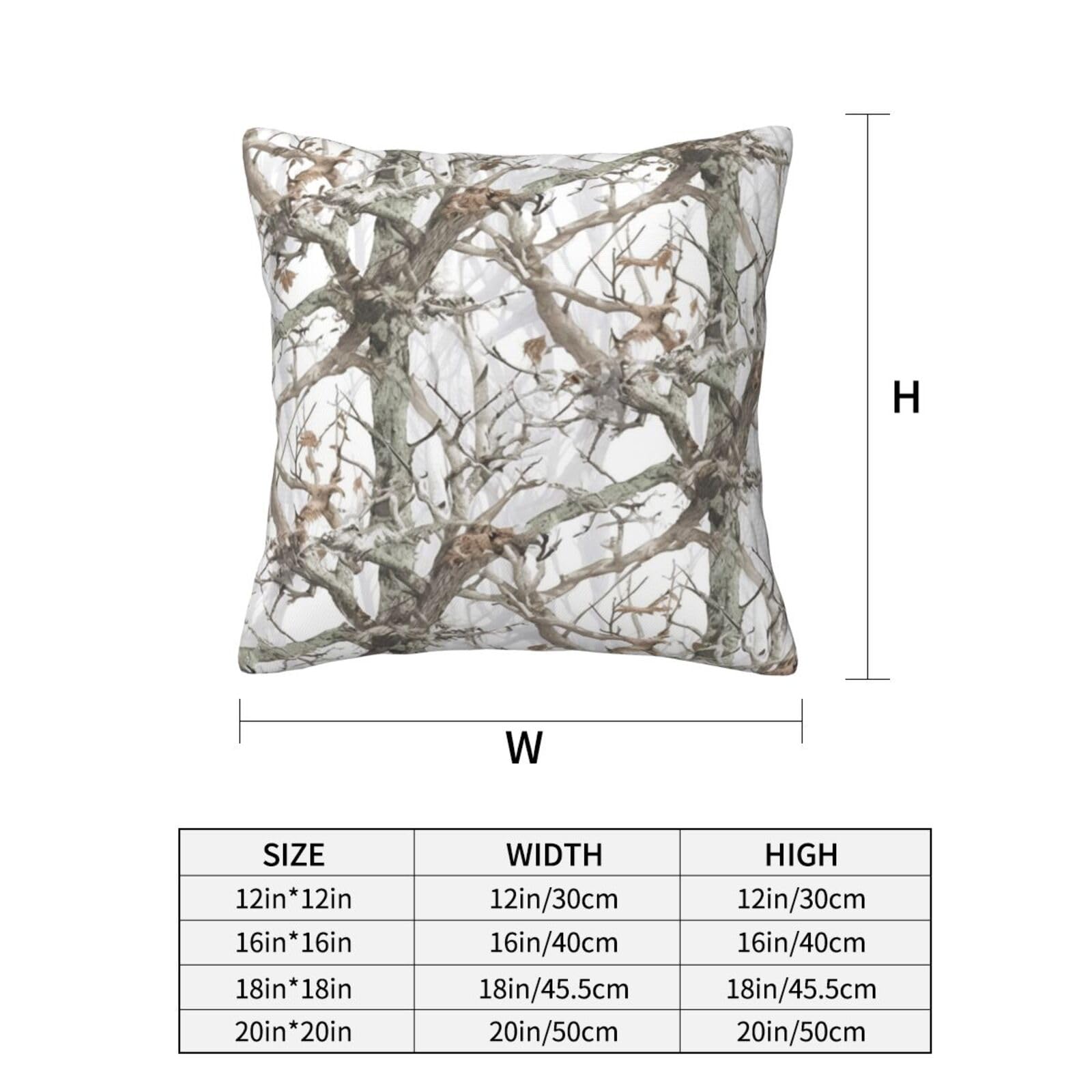 RLDOBOFE White Tree Camo Printed Pillow Covers Soft Throw Pillow Covers Cushion Pillow Covers Square Pillowcases Decorative Cushion Case for Sofa Couch