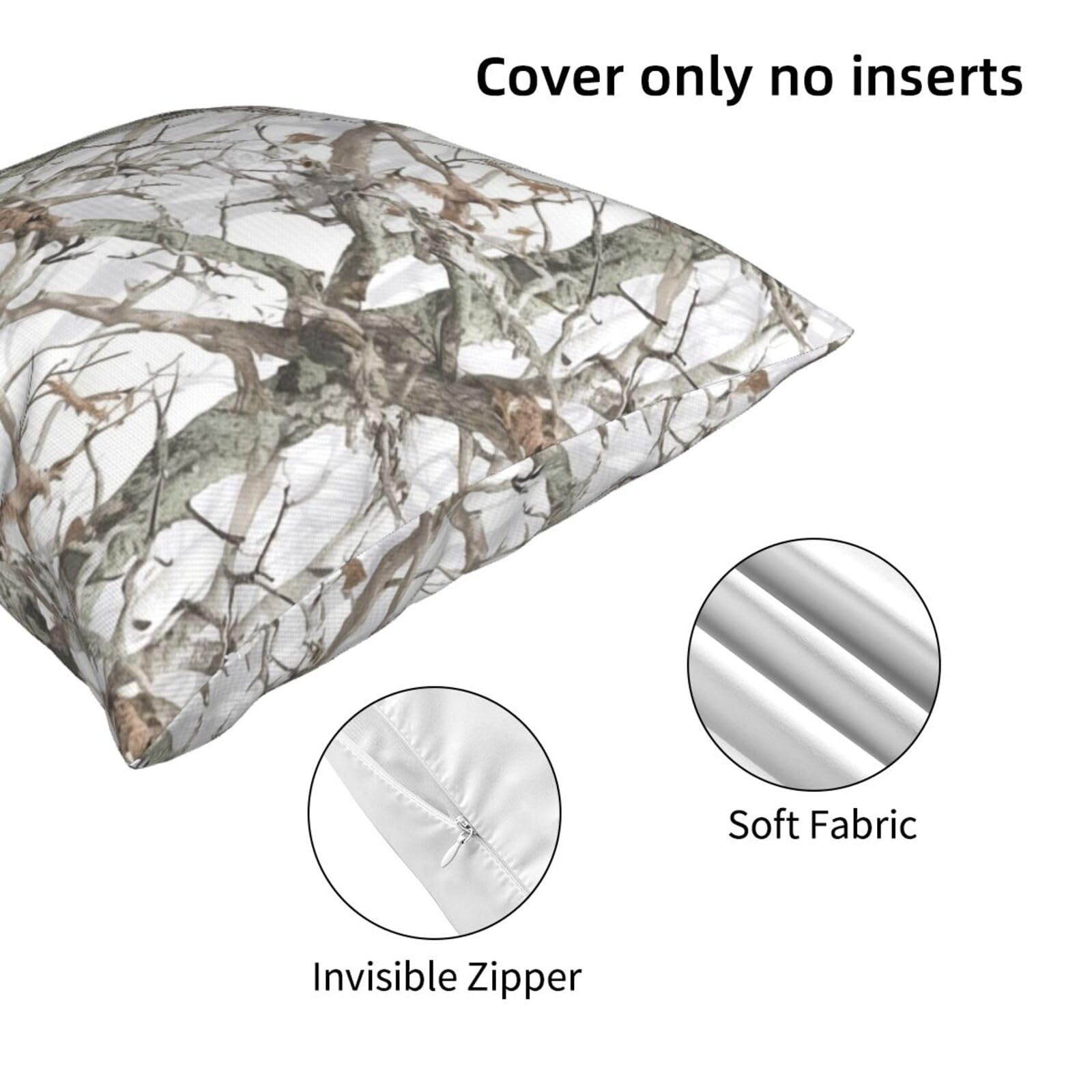 RLDOBOFE White Tree Camo Printed Pillow Covers Soft Throw Pillow Covers Cushion Pillow Covers Square Pillowcases Decorative Cushion Case for Sofa Couch