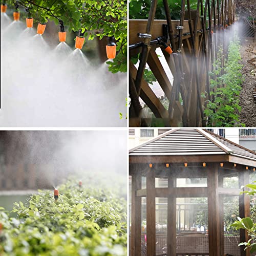 AUMIO Drip Irrigation Kit 115FT Garden Irrigation System 1/4" 1/2β Blank Distribution Tubing Watering System Adjustable Nozzle Automatic Irrigation Equipment for Greenhouse, Flower Bed, Patio, Lawn