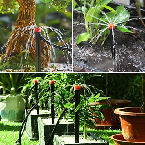 AUMIO Drip Irrigation Kit 115FT Garden Irrigation System 1/4" 1/2β Blank Distribution Tubing Watering System Adjustable Nozzle Automatic Irrigation Equipment for Greenhouse, Flower Bed, Patio, Lawn