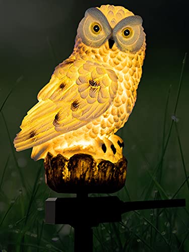 NBLJF Owl Outdoor Solar Lights Garden Decorative Resin Animal Sculpture for Lawn-Yard-Patio-Pathway Multi-Purpose Figurine Lights & Garden Decor