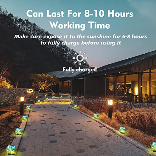 UAMSTYLE Globe Solar Lights Waterproof Decorative 2 Pack Globe Cracked Glass Gazing Ball for Outdoor Garden Decor Decorations Pathway Patio Yard Lawn,Green