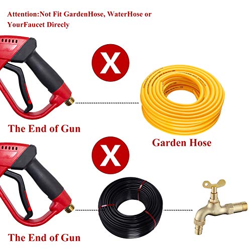 Hourleey Pressure Washer Gun, Red High Power Washer Gun with Replacement Wand Extension, 5 Nozzle Tips, M22 Fittings, 40 Inch, 5000 PSI