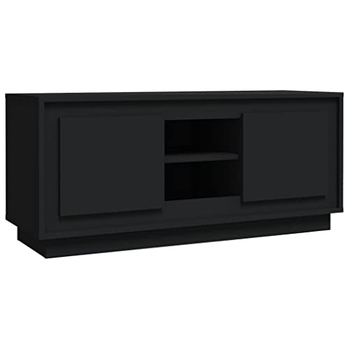 GaRcan TV Cabinet Media Furniture Sideboard Entertainment Centre TV Console Media Unit HiFi Cabinet Concrete Grey 102x35x45 cm Engineered Wood (Black)