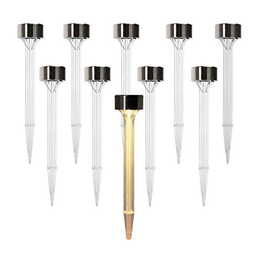 Grand patio Solar Landscape Lights Transparent Decorative Waterproof, 10 Pack Solar Powered Pathway Lights, Weather-Resistant Outdoor Lighting for Yard, Garden, Pool, Warm White