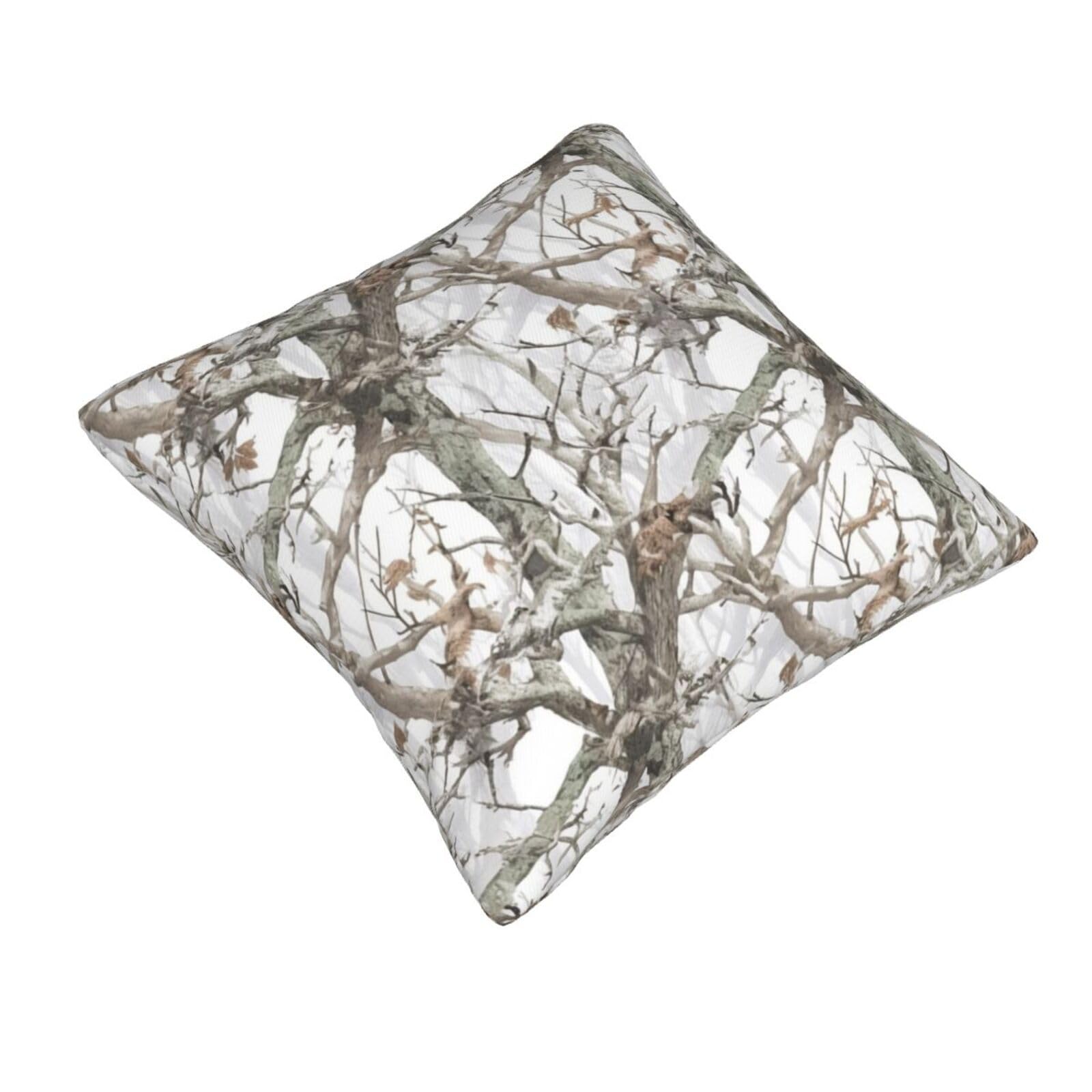 White Tree Camo Printed Pillow Covers Soft Throw Pillow Covers Cushion Pillow Covers Square Pillowcases Decorative Cushion Case for Sofa Couch