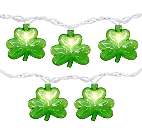 Shamrock String Lights, 8.5Ft St Patrick's Day Decorations String Lights with 10 Clover Lights, Connectable Shamrock Indoor Fairy Lights for St Patrick's Day Party Irish Holiday Garden Decor, White