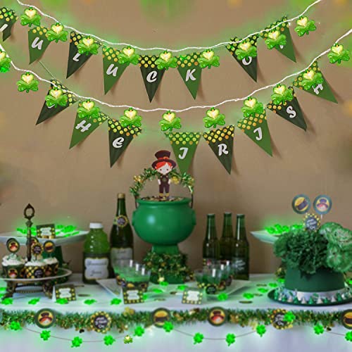 Shamrock String Lights, 8.5Ft St Patrick's Day Decorations String Lights with 10 Clover Lights, Connectable Shamrock Indoor Fairy Lights for St Patrick's Day Party Irish Holiday Garden Decor, White