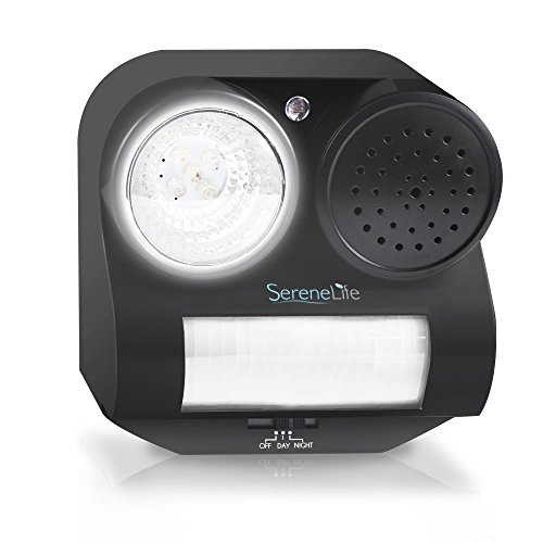 Serene Life Electronic Mountable Outdoor Pest Repeller - 2018 Upgraded Battery Powered Ultrasonic Sound Eco Humane Home Lawn Yard Garden Bird and Bat Repellent Control w/ Motion Sensor, Light PSLBRP4