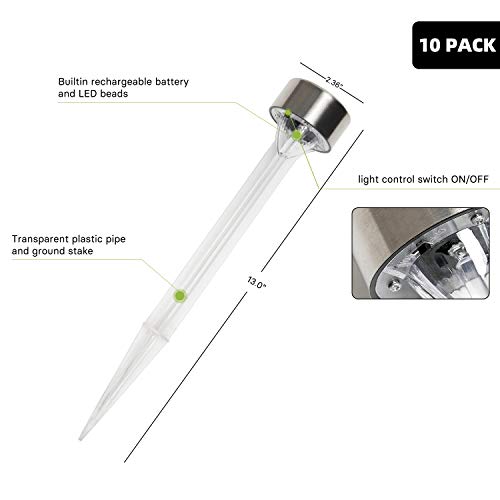 Grand patio Solar Landscape Lights Transparent Decorative Waterproof, 10 Pack Solar Powered Pathway Lights, Weather-Resistant Outdoor Lighting for Yard, Garden, Pool, Warm White