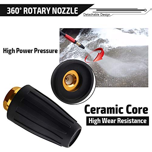 OneBom Turbo Nozzle 3000psi, 3.0GPM Turbo Spray Nozzle Rotating Pressure Washer,3.0 Orifice,with 2PCS 1/4ββ Quick Connect Plug for Car Garden Cleaning