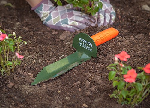 SE Prospector’s Choice Dual Serrated Edge Digger Trowel for Gardening or Gold Prospecting, Includes Carrying Sheath, 12 Inch
