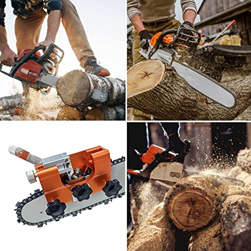 Firlar Chainsaw Sharpener Kit, Chainsaw Chain Sharpening Jig, Hand Crank Chainsaw Blade Sharpener, Portable Chainsaw Sharpening Tool for Chain, Lumberjack, Garden Worker, 3 Grinding Head