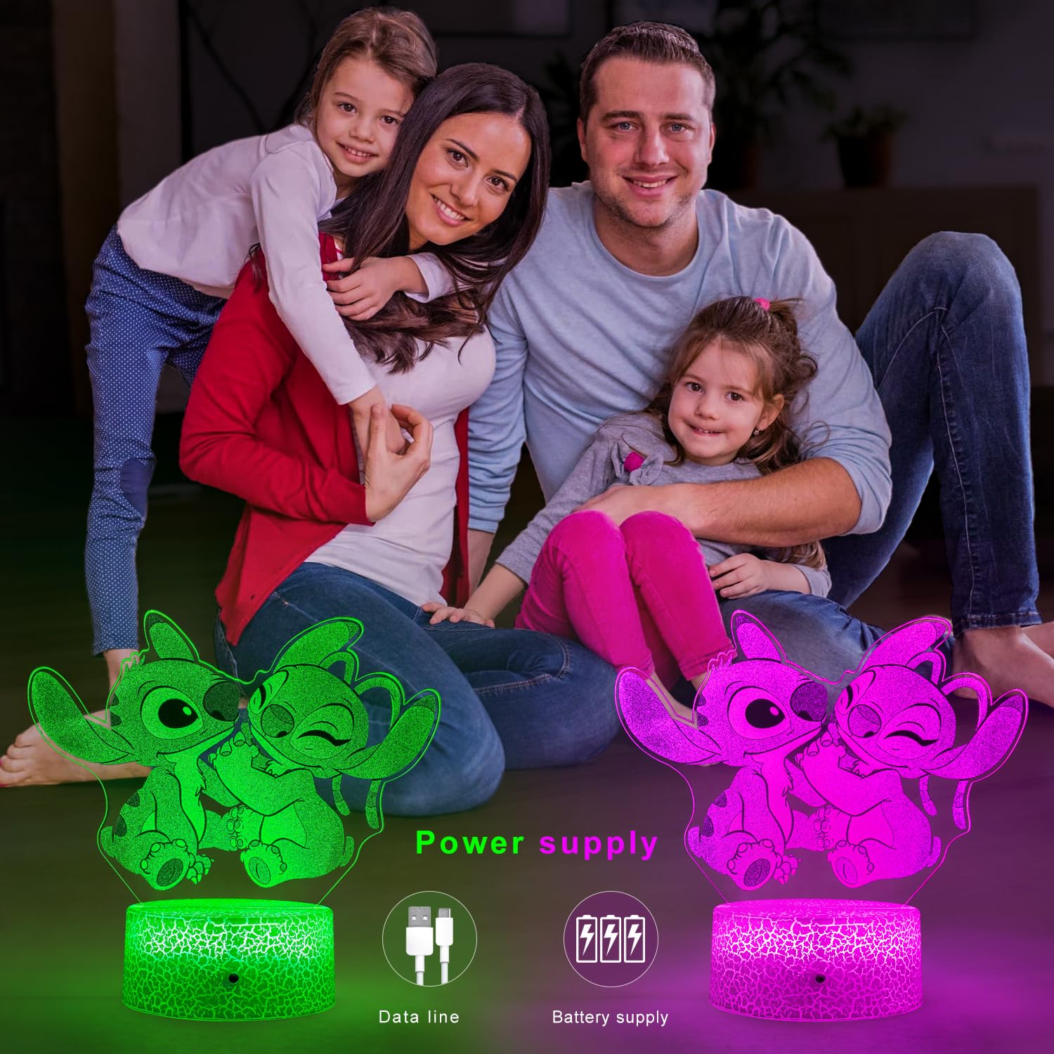 ZeHaiYlf Stitch Lamp,Stitch Night Light, Stitch Gifts,Stitch Light,with Remote & Smart Touch, Dimmable lamp,Children's Day Gift,for Children's Room Decoration,Christmas Gifts