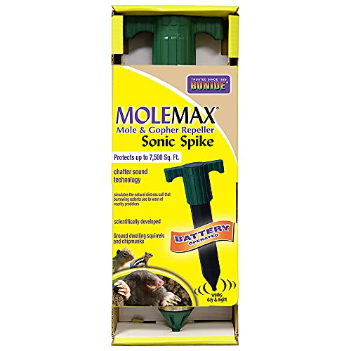 Bonide Molemax Animal Repellent Stake For Gophers and Moles, Battery Operated, Humane Repellent