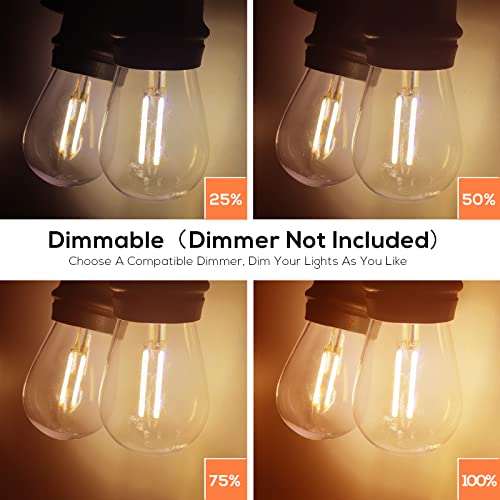 Banord 102FT Outdoor String Lights, 2 Pack 51FT Patio Lights with Bright 2W Shatterproof LED Dimmable Plastic Bulbs Waterproof Outdoor Hanging Lights for Backyard, Porch, Garden, Camping, Cafe, Party