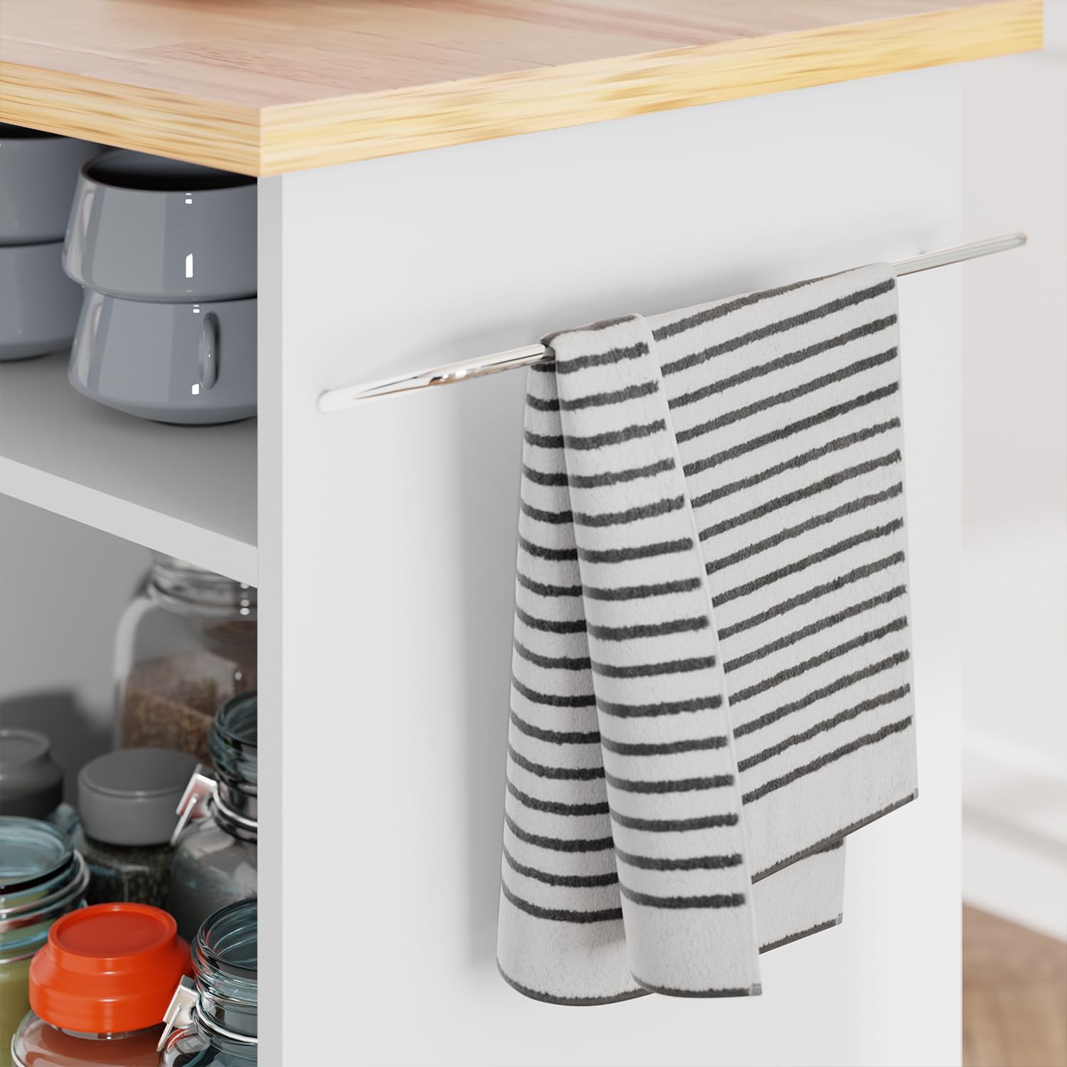 SUNLEI Kitchen Island on Wheels with Storage Cabinet & Drawer, 40" Kitchen Cart Cabinet with Shelves, Cart Handle for Towel Rack or Free Mobility, Portable Islands for Kitchen(White)
