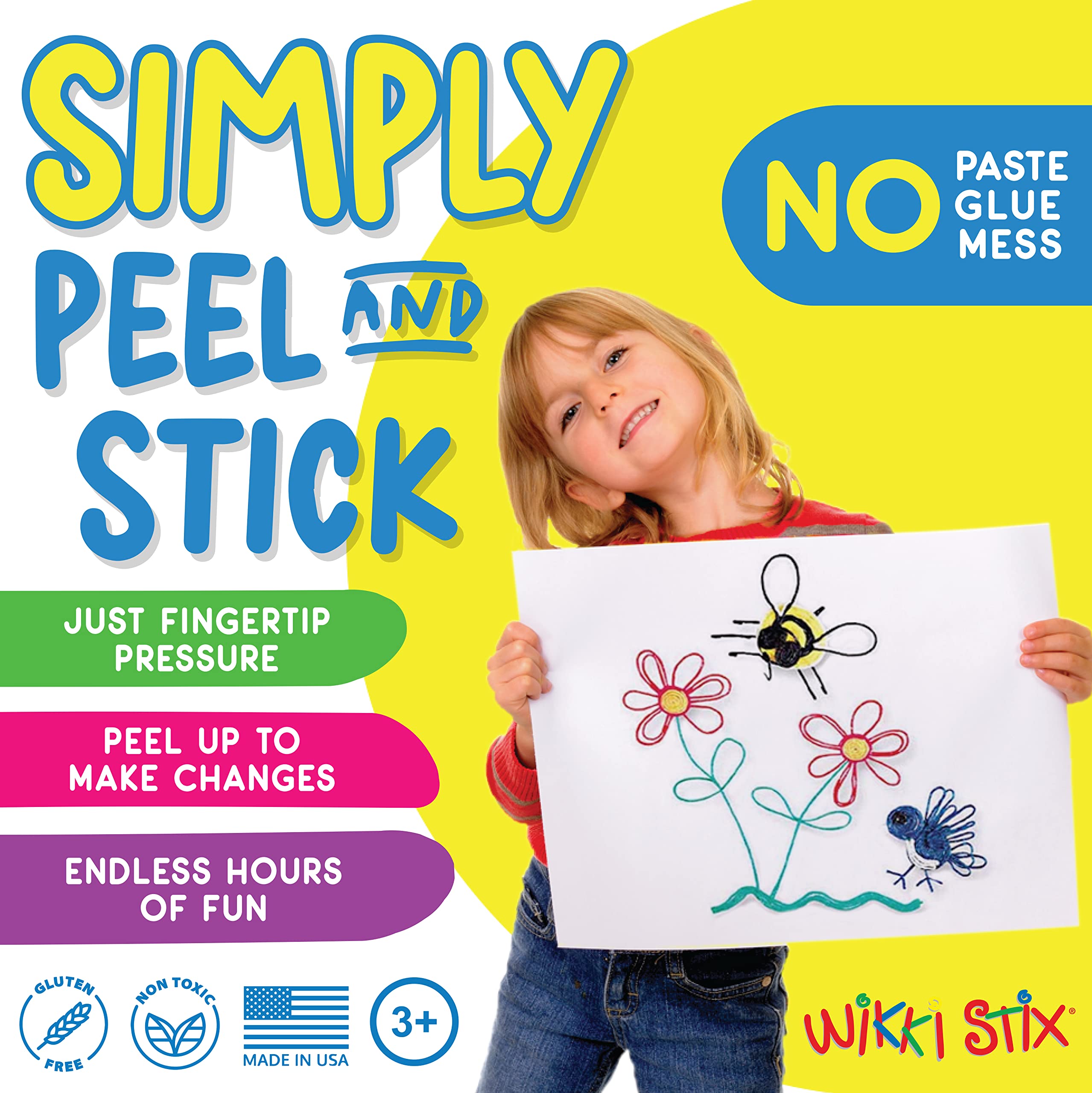 Sensory Fidget Toy, Arts and Crafts for Kids, Non-Toxic, Waxed Yarn, 8 inch, Reusable Molding and Sculpting Sticks, American Made by Wikki Stix,Neon Colors, 48 pack
