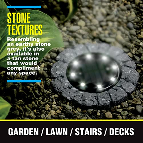 Bell+Howell Disk Lights Solar Ground Lights Stone Slate Upgraded Wireless Auto On/Off Solar Garden Outdoor Waterproof Lighting with for Lawn, Patio, Garden, Yard, Pathways, 4Pcs As Seen On TV