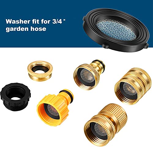 Joywayus Rubber Washers with 40 Mesh Stainless Steel Filter Screen Have Self Locking Tabs Fit for 3/4" Garden Hose or Water Faucet (Pack of 40)