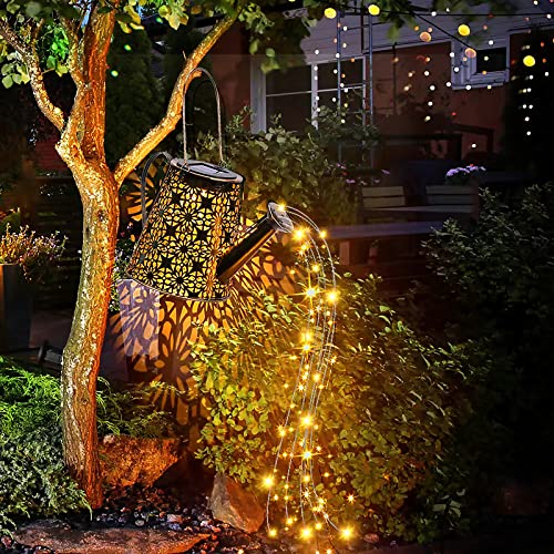 Nixby Removable Solar Watering Can with Lights Outdoor,Hanging Solar Lantern,Metal .Waterproof Garden Lights Decorations Mother's Day Gift Lights Outdoor Decorative 90 LED Light Sources, Warm White