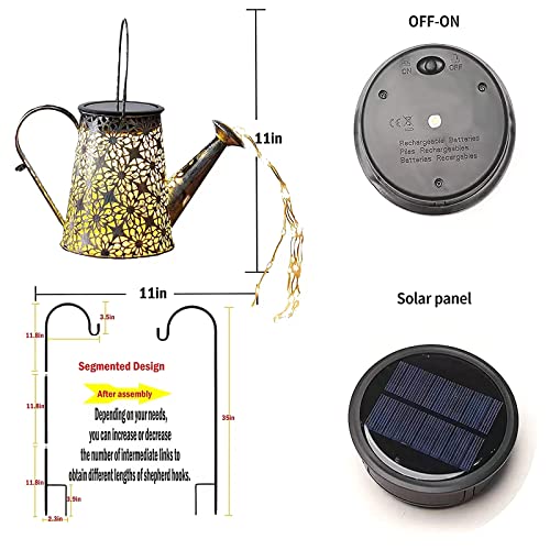 Nixby Removable Solar Watering Can with Lights Outdoor,Hanging Solar Lantern,Metal .Waterproof Garden Lights Decorations Mother's Day Gift Lights Outdoor Decorative 90 LED Light Sources, Warm White