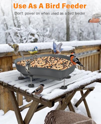 Heated Bird Bath for Outdoors for Winter - 60W Thermostatically Controlled Birdbath Heater for Winter with Large Capacity, All Seasons Available Bird Bath Heater for Outdoor in Winter Garden Yard