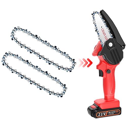 RLSOO Mini Chainsaw Chain Replacement 4 Inch for Cordless Electric Chainsaw Blade 4 Inch Handheld Chain Saw Pruning Shears for Tree Branches, Courtyard, Household and Garden (Only 2*Chains)