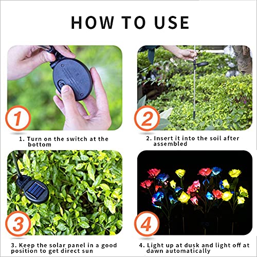 Decorman Solar Garden Rose Lights, 2 Pack Realistic Solar Outdoor Flower Lights Waterproof LED Stake Landscape Decorative Lights with 10 Roses for Garden, Lawn, Yard, Pathway, Backyard (Light Pink)