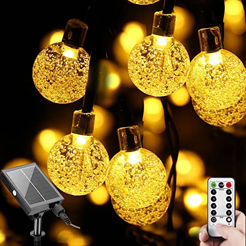 WERTIOO 55FT 100 Led Solar String Lights Outdoor with Remote, Waterproof Solar Powered Outdoor Lights with 8 Lighting Modes for Patio Gazebo Porch Camping Tree Garden (Warm White)
