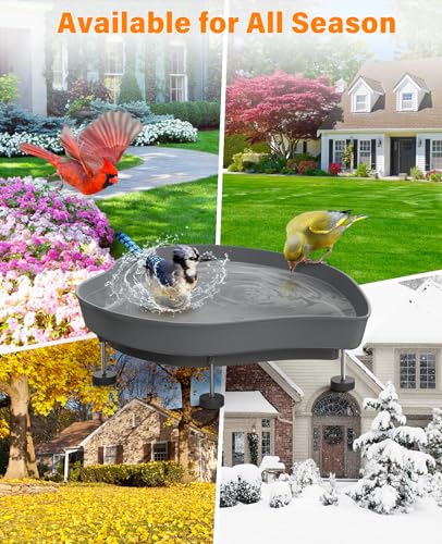 Heated Bird Bath for Outdoors for Winter - 60W Thermostatically Controlled Birdbath Heater for Winter with Large Capacity, All Seasons Available Bird Bath Heater for Outdoor in Winter Garden Yard