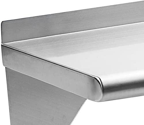 MengK Stainless Steel Shelf 12x24 Inches - 250lb Capacity - Wall Mount Floating Shelving for Restaurant, Kitchen, Home, and Hotel