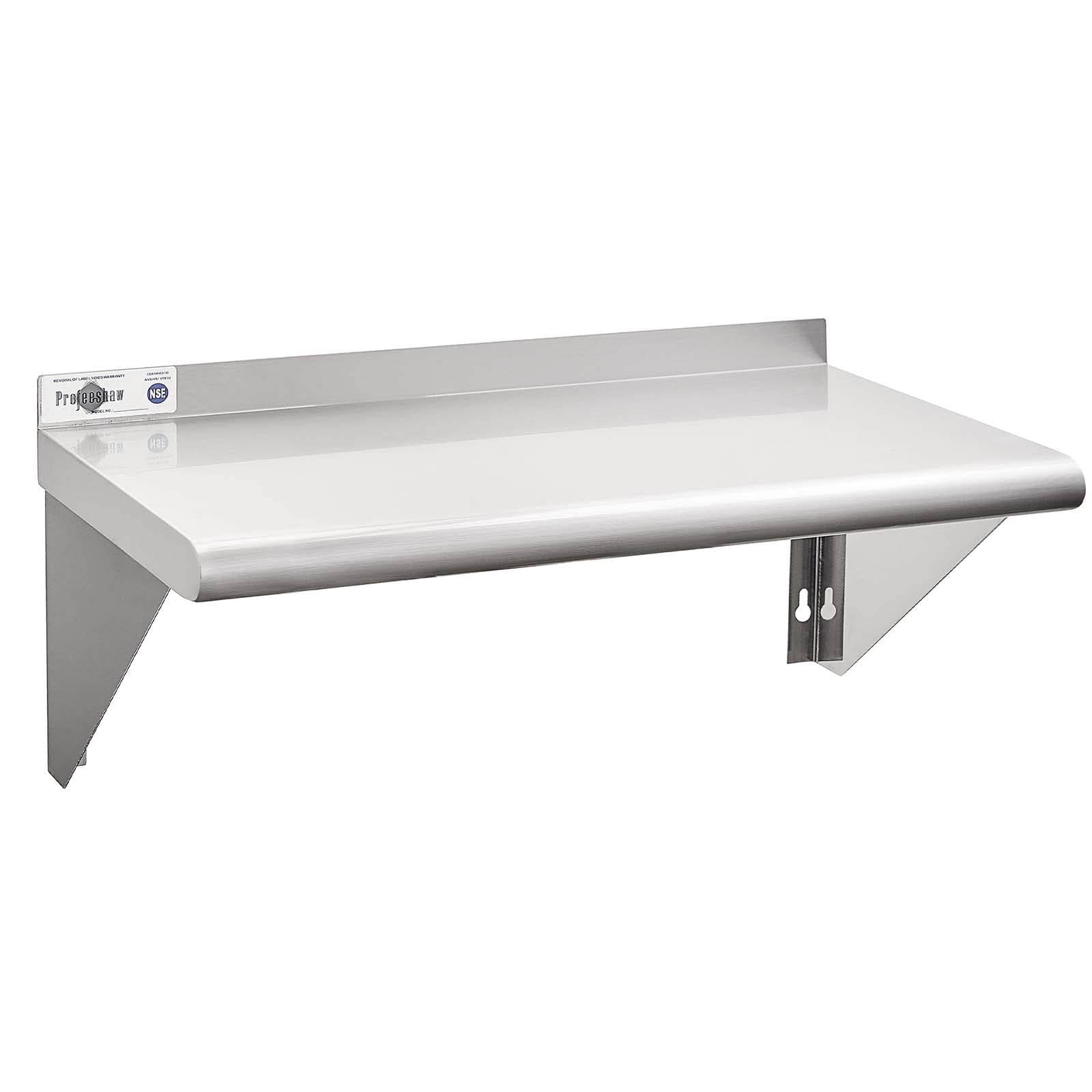 MengK Stainless Steel Shelf 12x24 Inches - 250lb Capacity - Wall Mount Floating Shelving for Restaurant, Kitchen, Home, and Hotel