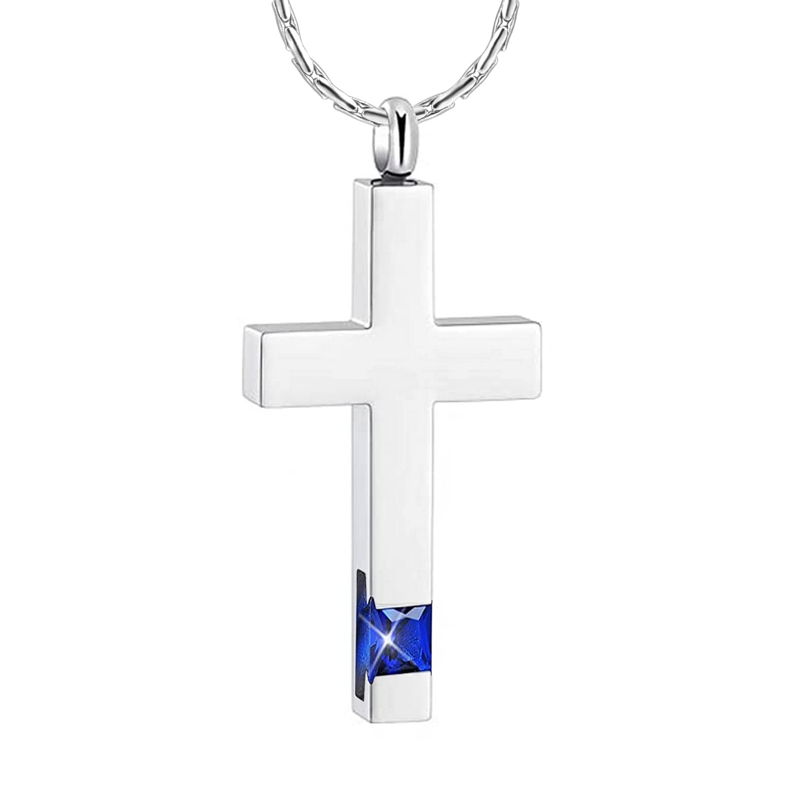 BLNETU Urn Ashes Necklace with Crystal Pendant Keepsake Pet Dog Ashes Holder Stainless Steel Gift Cremation Memorial