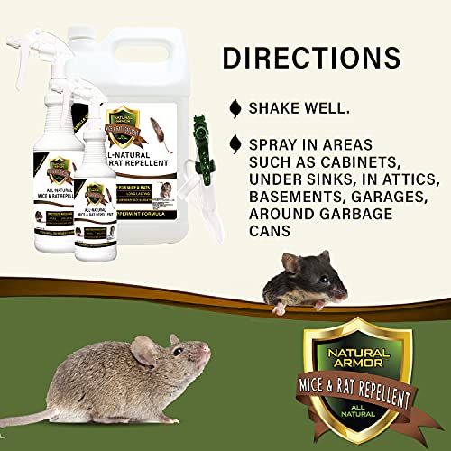 Mice & Rat Repellent. Peppermint Repellent for Mice/Mouse, Rats & Rodents. Natural Spray for Indoor & Outdoor Use. 128 OZ Gallon Trigger Sprayer Ready to Use