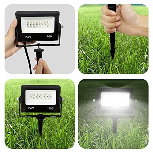 4 Pack LED Flood Light Outdoor with Stake, RGBCW DIY Color Changing Landscape Lighting 150W Equivalent, Bluetooth Smart Floodlight with App Control, Timing-20 Modes for Garden Yard, IP66 Waterproof