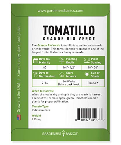 Tomatillo Grande Rio Verde Seeds for Planting Heirloom Non-GMO Seeds for Home Garden Vegetables Makes a Great Gift for Gardening by Gardeners Basics