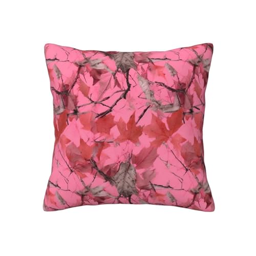 RLDOBOFE Pink Leaves Camo Printed Pillow Covers Soft Throw Pillow Covers Cushion Pillow Covers Square Pillowcases Decorative Cushion Case for Sofa Couch