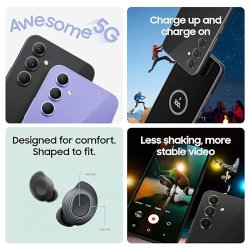 SAMSUNG Galaxy A54 5G Cell Phone (Violet) + Buds FE (Graphite) Unlocked Android Smartphone, 6.4” Screen, Pro Grade Camera, True Wireless Bluetooth Earbuds, ANC US Version