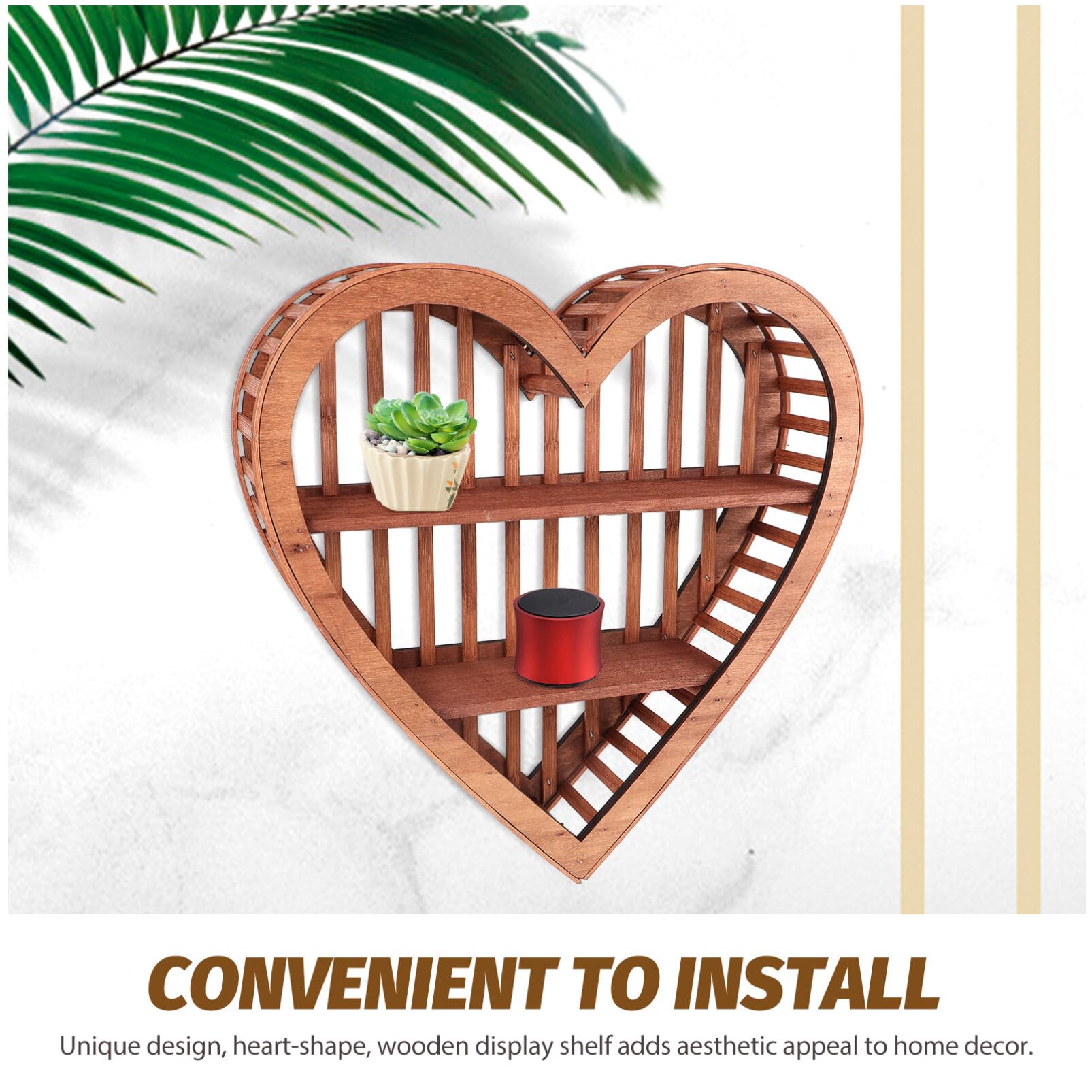 Uonlytech Decorate Decor Wooden Heart Display Shelf Heart Shelf for Hanging Wall Heart Shape Shelf Heart Shape Display Shelf Wood Heart Display Shelf Wall Heart Shelf Heart-Shaped Frame