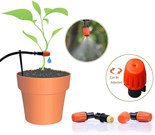 MSDADA Micro Drip Irrigation Kit, 50ft Garden Automatic Irrigation System, 1/4" Blank Distribution Tubing Hose Adjustable Nozzle, Plant Watering Kit for Garden, Patio, Greenhouse, Flower Bed, Lawn