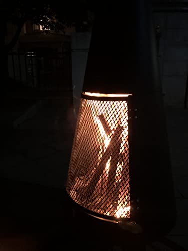Chiminea Fireplace Outdoor Wood Burning Fire Pit Terrace Stove Garden Decoration with Charcoal Grate and Poker Black