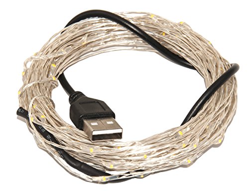 Karlling USB Plug in LED Fairy Lights,100 LED Bulbs 33 Ft Silver Wire Waterproof Starry String Lights for Bedroom Patio Garden Party Wedding Commercial Lighting (Warm White)